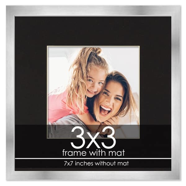 3x3 Frame with Mat - Silver 7x7 Frame Wood Made to Display Print or ...