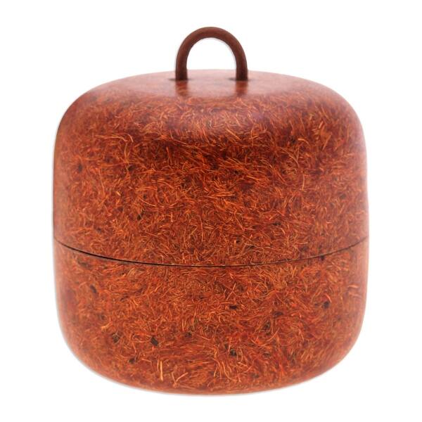 Novica Handmade Jasmine In Orange Recycled Coconut Fiber Bio-Composite ...
