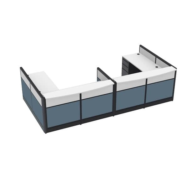 2 Person U-Shaped Reception Desk Storage Transaction Counter 6x12x39"H ...