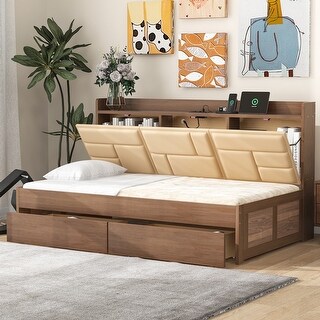 Sturdy Pine Wood Daybed with Storage & USB Ports - Bed Bath & Beyond ...