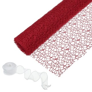 Flower Wrapping Mesh Paper, 15ft Floral Bouquet Craft Hollow w Ribbon ...