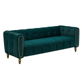 Streamlined Sleeper Loveseat Settee Green Tufting Low Back Reclin Sofa ...
