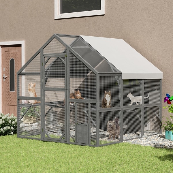 Large Outdoor Cat Enclosures with Houses, Bridges, Walks&UV Proof - Bed ...
