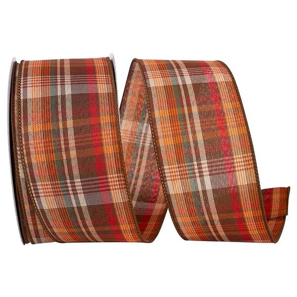 Browns And Rust Plaid Wired Ribbon - Bed Bath & Beyond - 36880058