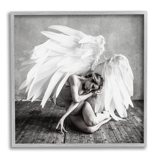 Stupell Magical White Angel Wings Woman Monochrome Photography Framed Wall Art - Grey - Bed Bath ...