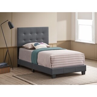 Twin Size PU Platform Bed with Foam Padding - Bed Bath & Beyond - 43121401