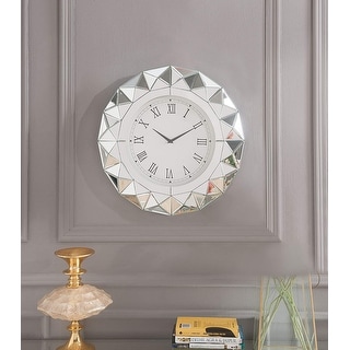 Living Room Silent Quartz Wall Clock 20" Round Mirrored Wall Clock ...