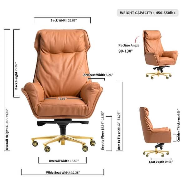 Kinnls Ergonomic Office Chair Austin Upholstered Chair Leather ...