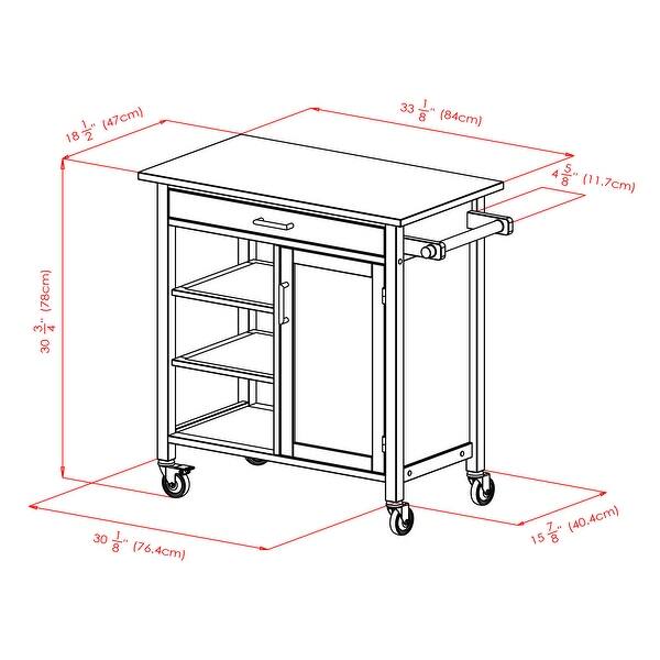 Marissa Kitchen Cart, Walnut - 36.18 x 18.5 x 34.61 inches - Bed Bath ...