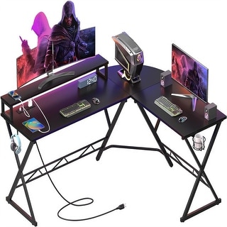 L Shaped Gaming Desk with Power Outlets - Bed Bath & Beyond - 39897631