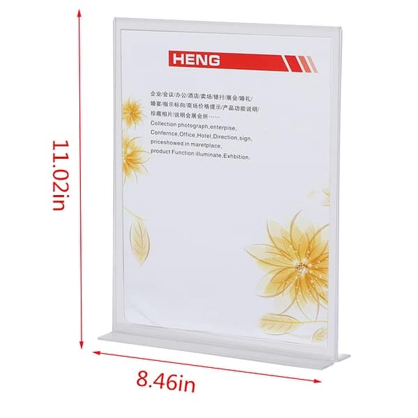 6pc Acrylic Vertical T-Type Card Insert Table Sign Transparent Display ...