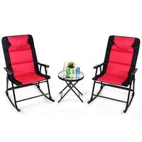 3 pcs Outdoor Folding Rocking Chair Table Set - 35.5" x 27" x 41.5" (L ...