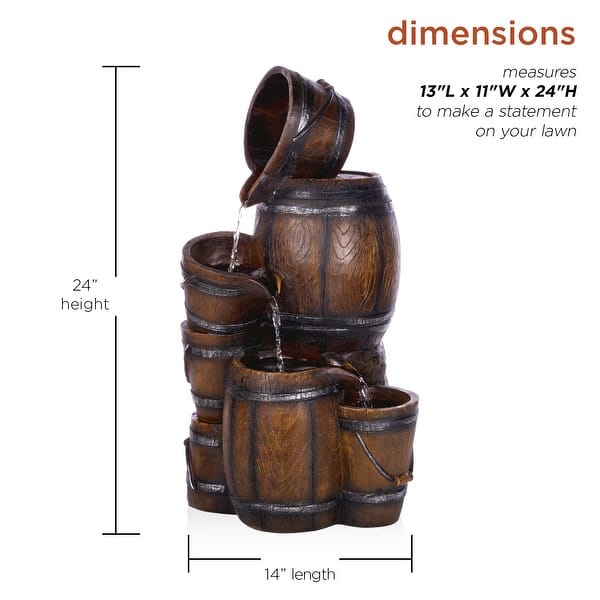 24"H Indoor/Outdoor Tiered Barrels and Buckets Fountain - Bed Bath ...