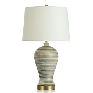 Apache - Earthy Ceramic Table Lamp with Gold Metal Base - 8.25"D x 8.25 ...