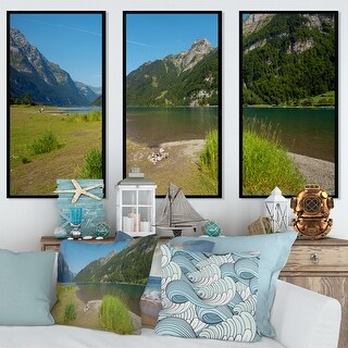 Designart "Green Mountain Landscape View" Landscape Framed Wall Decor ...