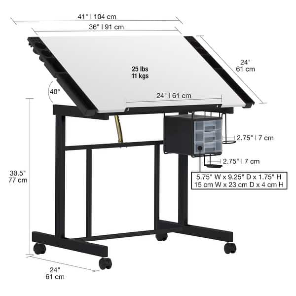 Studio Designs Deluxe Mobile Drafting Table with Storage - Overstock ...