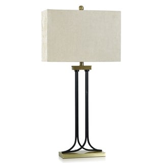 StyleCraft Mineral Gold - Mid-Century Modern Metal Desk Lamp With Linen ...