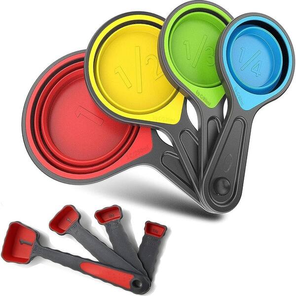Collapsible Silicone Soft Measuring Cups and Measuring Spoons - Bed ...