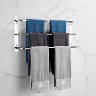 THREE Stagger Layers Towel Rack 304 Stainless Steel Towel Bars Bathroom ...