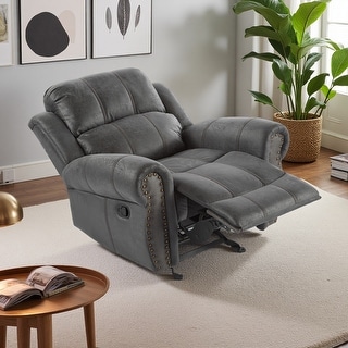 40.75" Suede Recliner Chair with Manual Glider, Spacious Seat for ...