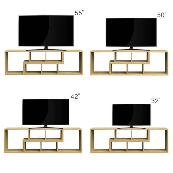 Abstract Living Room Bookcase Double L-Shaped Low Floor TV Stand with ...