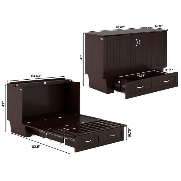 Sydney Queen Solid Wood Murphy Bed Chest with Mattress - Bed Bath ...