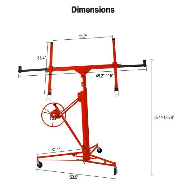11FT Drywall Lift Panel Hoist Dry Wall Rolling Panel - Bed Bath ...