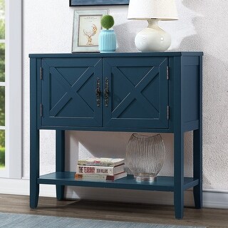Navy Blue 35" Farmhouse Buffet Sideboard Console Table with Cabinets ...
