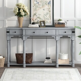 Modern Console Table with Storage Drawers and Bottom Shelf - Bed Bath ...