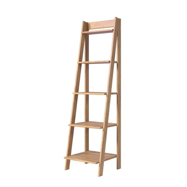Scandinavian Ladder Bookshelf in Solid Pine Wood - Modern Minimalist ...