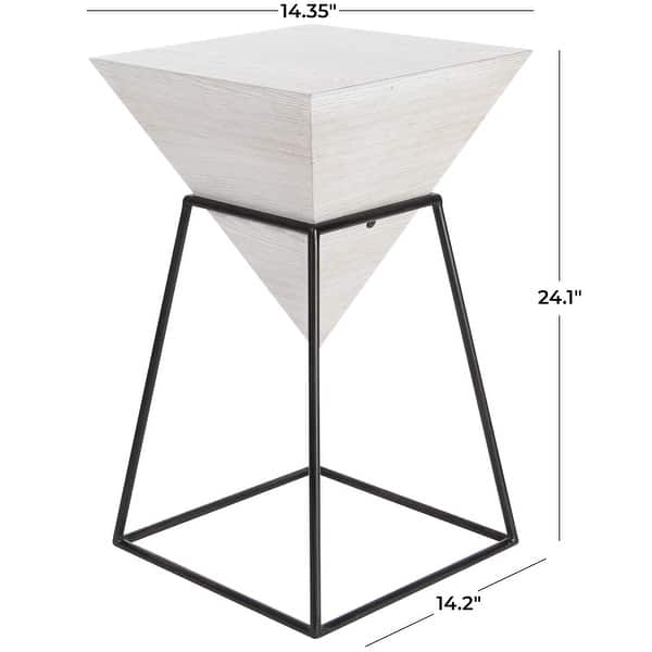 Minimalist Wood Inverted Pyramid Geometric Accent Table with Metal ...