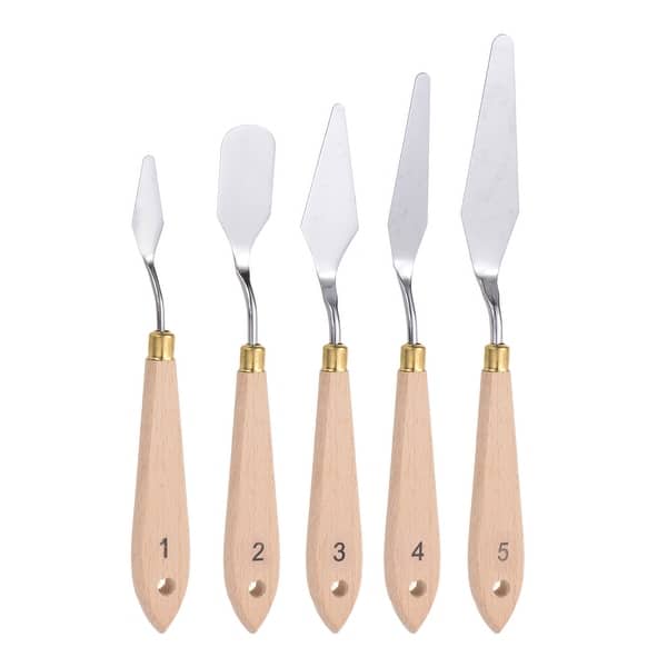 2 Sets Wood Handle with Hole Stainless Spatula Pallet Palette Knife for ...