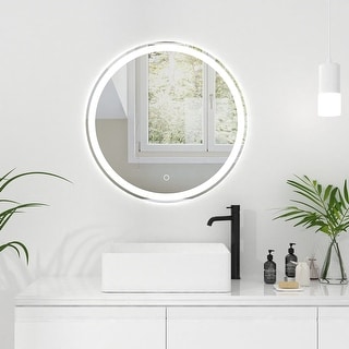 Bathroom LED Mirror Wall Mounted Round Vanity Bluetooth Defog Smart ...