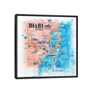 iCanvas "Miami Florida Illustrated Map" by Markus & Martina Bleichner ...