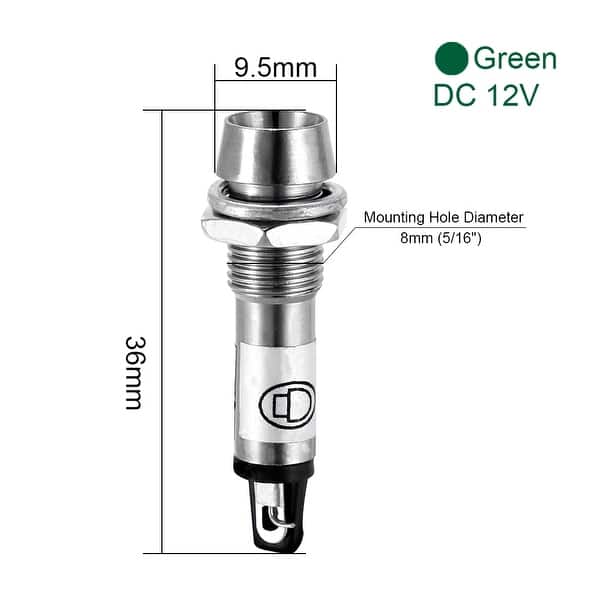 Indicator Light DC 12V, Metal Shell Panel Mount 5/16" 8mm 6Pcs - Bed ...