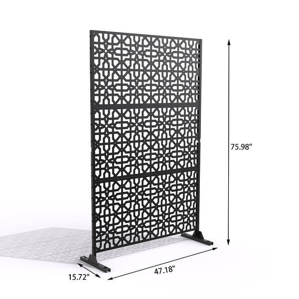 Black Metal Free Standing Outdoor Privacy Screen for Patio Garden - Bed ...