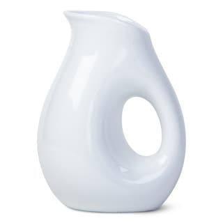 Small Whiteware Oval Pitcher - 12oz Porcelain Beverage Server, Hand ...