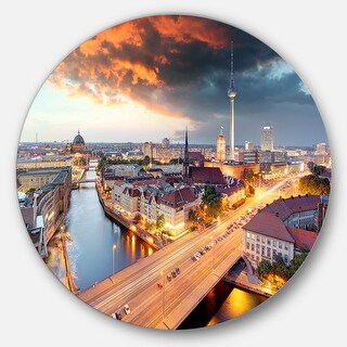 Designart 'Berlin at Dawn with Dramatic Sky' Cityscape Disc Metal ...
