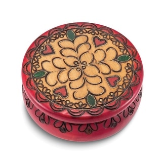 Curata Handcrafted Solid Wood Round Heart with Brass Inlay Carved and ...