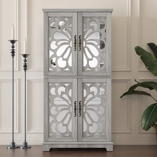 67.4" Tall Storage Cabinet Sideboard Buffet Cabinet with Mirrored Doors ...