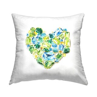 Stupell Green & Blue Jewel Heart Printed Throw Pillow Design by Enya ...