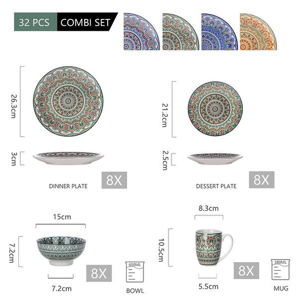 vancasso Mandala Bohemian Porcelain Dinnerware Set (Service for 4 ...