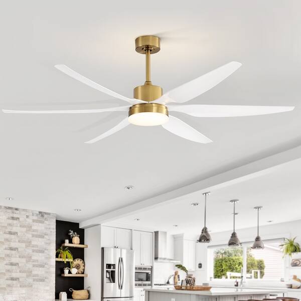 66-in White and Gold Indoor LED Ceiling Fan with Light Remote (6-Blade) - On Sale - Bed Bath ...