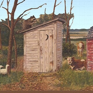 Brown, Red, Blue, Outhouses Peel and Stick Wallpaper Border 15 ft X 7 ...