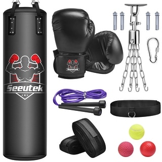 Punching Bag for Adults, Unfilled 4FT PU Boxing Bag Heavy Bag Set for ...