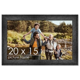 20x15 Distressed/Aged Black Complete Wood Picture Frame with UV Acrylic ...