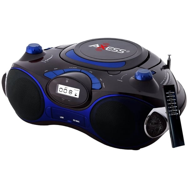 Axess Blue Portable Boombox MP3/CD Player with Text Display,with AM/FM ...