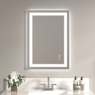 20x28 Frameless Tempered Mirror Dual LED Light Strips - Bed Bath ...