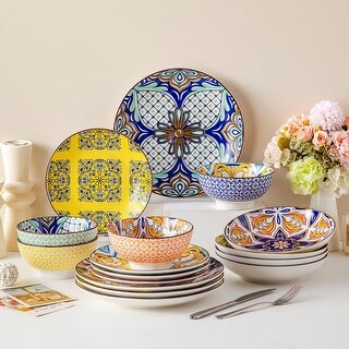 Vancasso Boho Porcelain 16-piece Dinnerware Set(Service for 4) - Bed ...