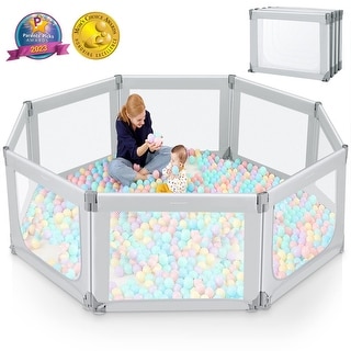 Baby Playpen, Foldable Playpen Large Baby Playard Lightweight, Shape ...